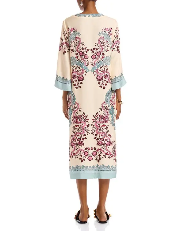La DoubleJ Kaftan Floral Silk Midi Dress