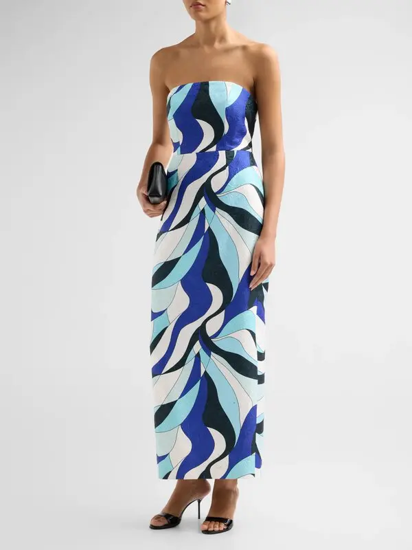 MILLY Orion Abstract Jacquard Maxi Dress