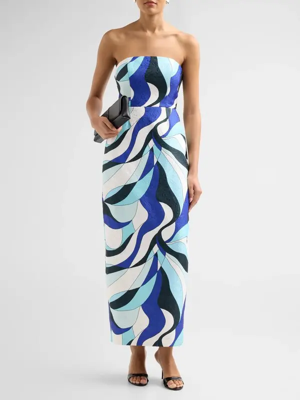 MILLY Orion Abstract Jacquard Maxi Dress