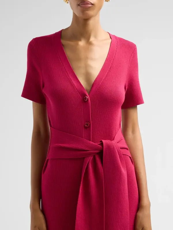 TOCCIN Agnes Tie-waist Cardigen-style Midi Dress