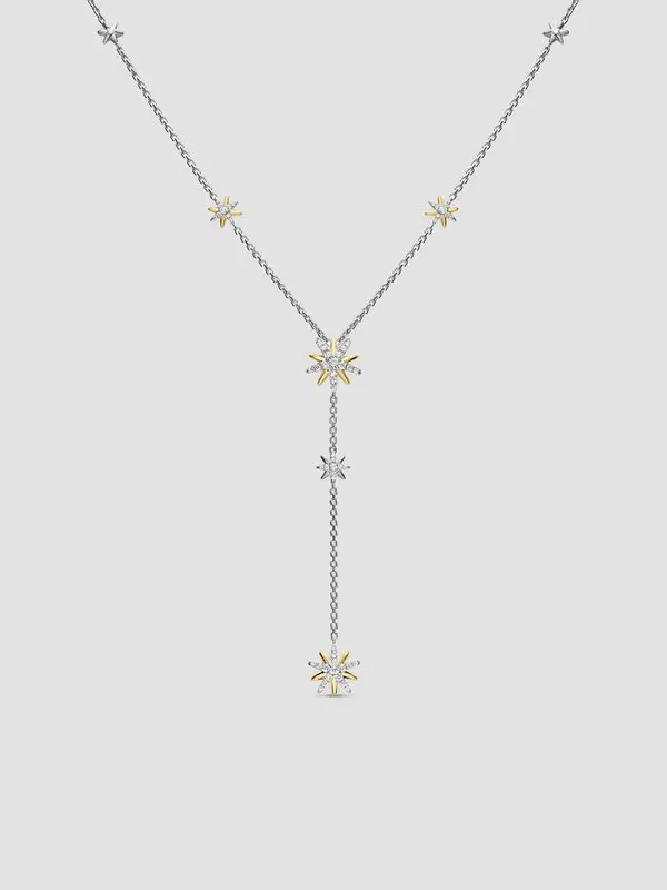 David Yurman Starburst Y Necklace In Sterling With 18k Yellow Gold And Diamonds, 76.7mm - Silver