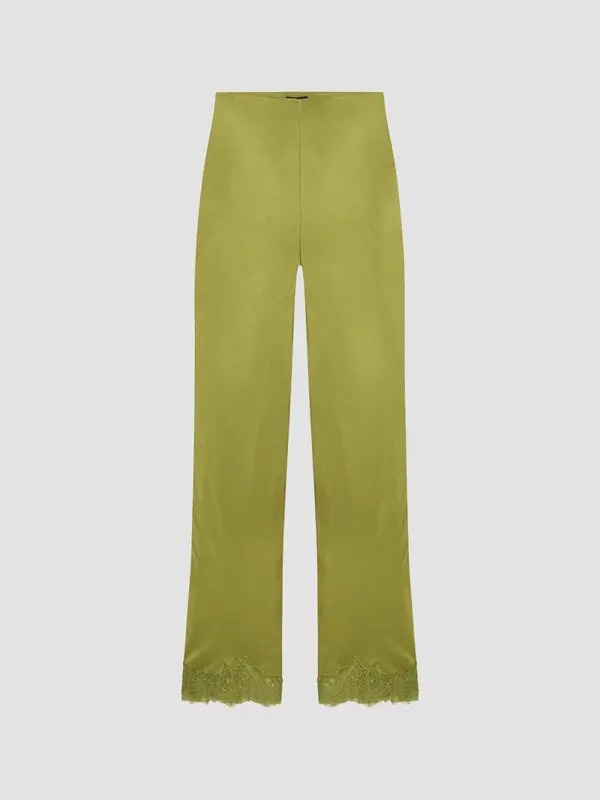 Rails Silvi Satin & Lace Straight-leg Pants - Celery