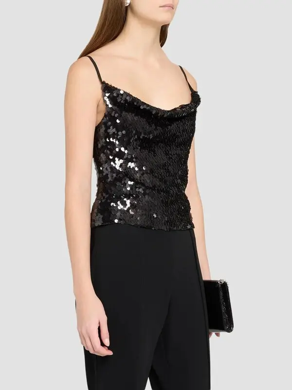 L'AGENCE Calista Sequin Cowlneck Camisole