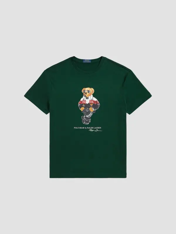 Polo Ralph Lauren Racing Bear Cotton Crewneck T-shirt - Moss Agate