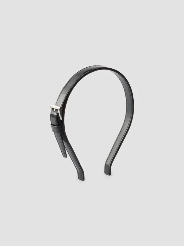 Prada Brushed Leather Headband - Black