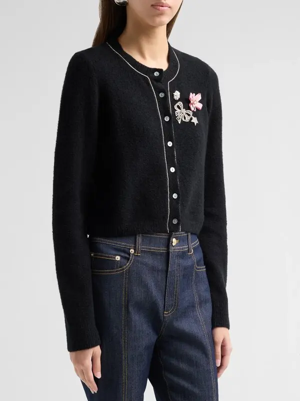 Cinq À Sept Cotton-blend Cardigan - Black Silver Blush
