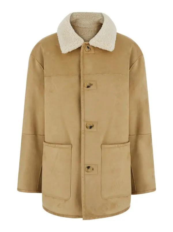 DUNST Half-length Synthetic Fur Jacket With Zip Front - Beige