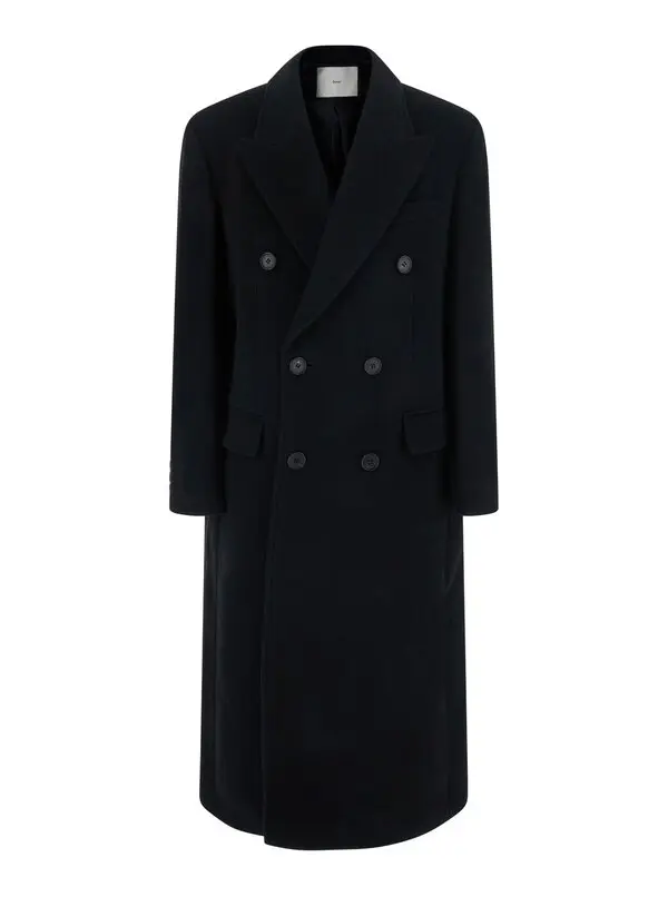 DUNST Double-breasted Wool-cashmere Notched Revers Jacket With Long Sleeves - Black