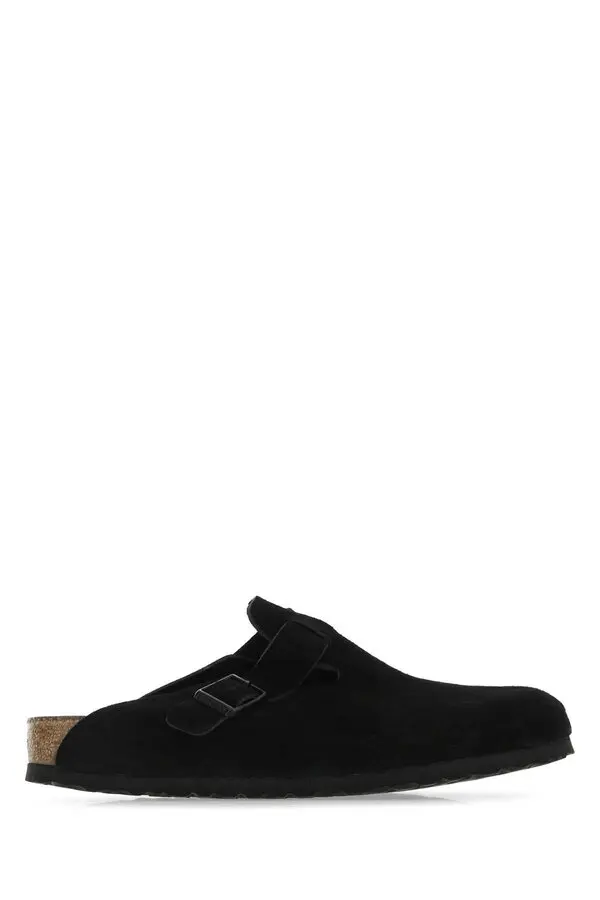 BIRKENSTOCK Boston Suede Leather Clog Sandal - Black