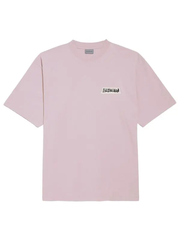 Balenciaga Oversized Cotton Logo T-shirt - Pink