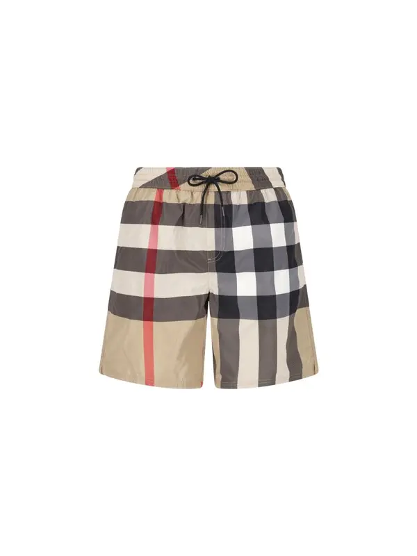Burberry Check Print Swim Shorts - Beige