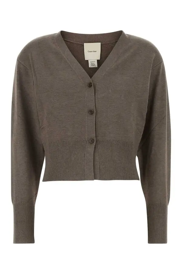 Calvin Klein Stretch Viscose Blend Cardigan - Brown