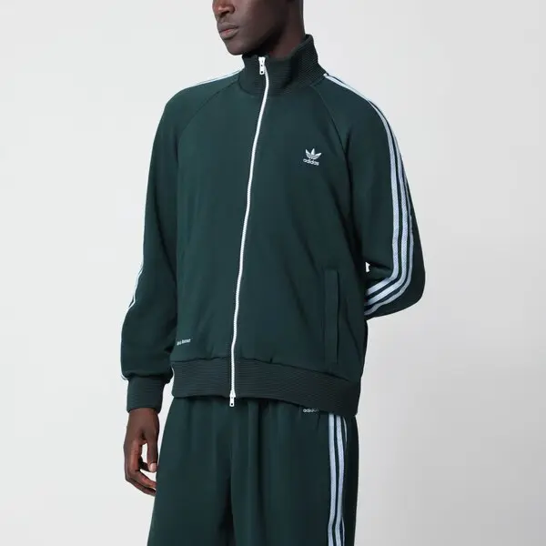 WALES BONNER X ADIDAS High-neck Zip-up Sweatshirt With Two-way Front Zip And Sleeve Stripe Detail - Green