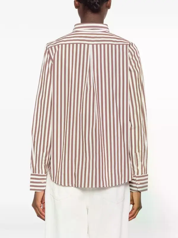 Fil Noir Striped Floral-appliqué Shirt