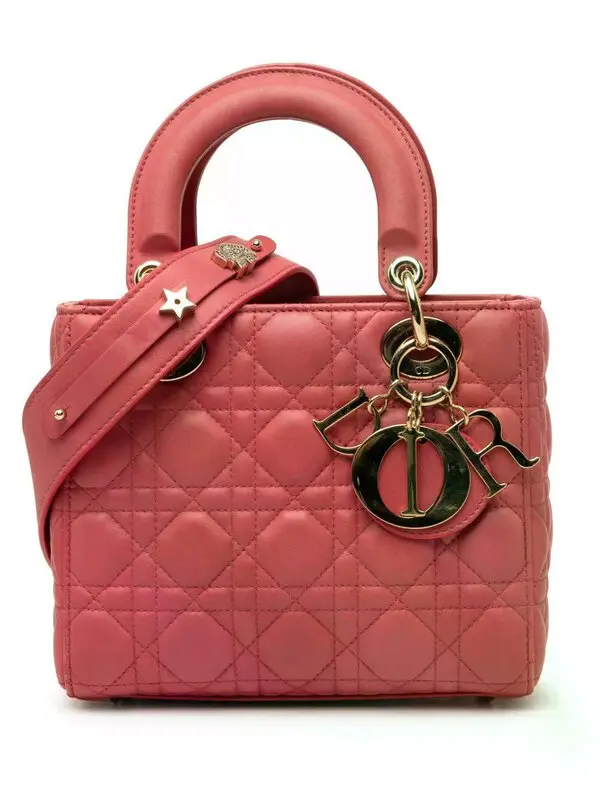Dior 2019 Small Lambskin Cannage My Abcdior Lady Satchel - Pink