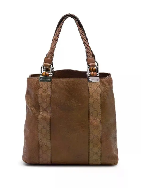Gucci 2016-2026 Large Guccissima Trimmed Calfskin Bamboo Libeccio Tote Bag
