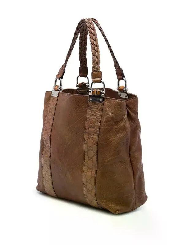Gucci 2016-2026 Large Guccissima Trimmed Calfskin Bamboo Libeccio Tote Bag