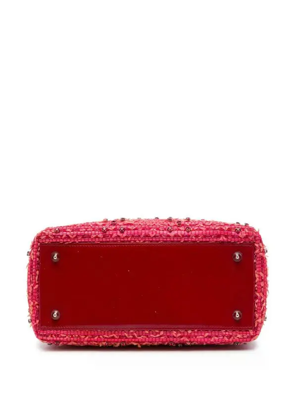 Dior 2012 Medium Tweed Fringe Rhinestone Lady Satchel