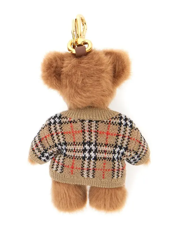Burberry Thomas' Beige Keychain With Teddy Bear Pendant In Fabric For