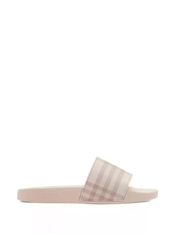Burberry Check Slides - Neutrals