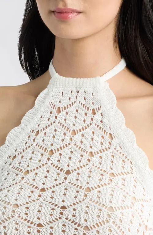 HELLO MOLLY Palm Shade Halter Pointelle Knit Top
