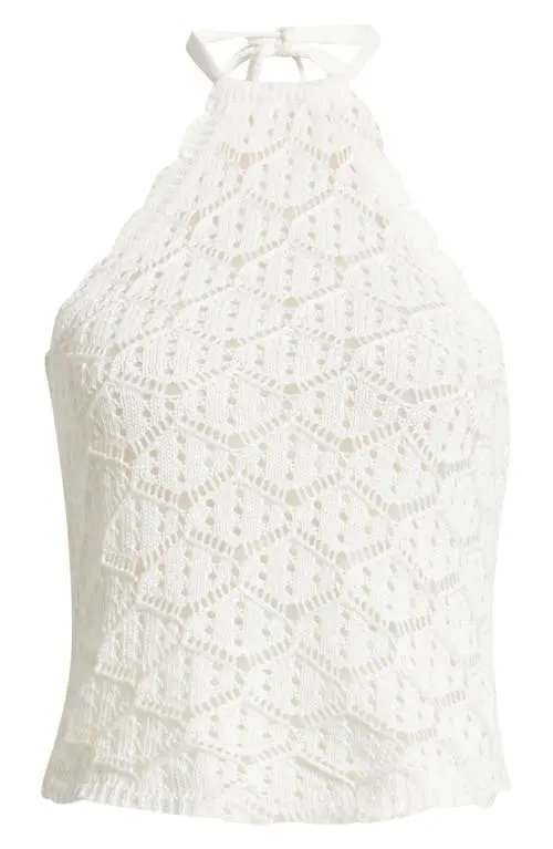 HELLO MOLLY Palm Shade Halter Pointelle Knit Top