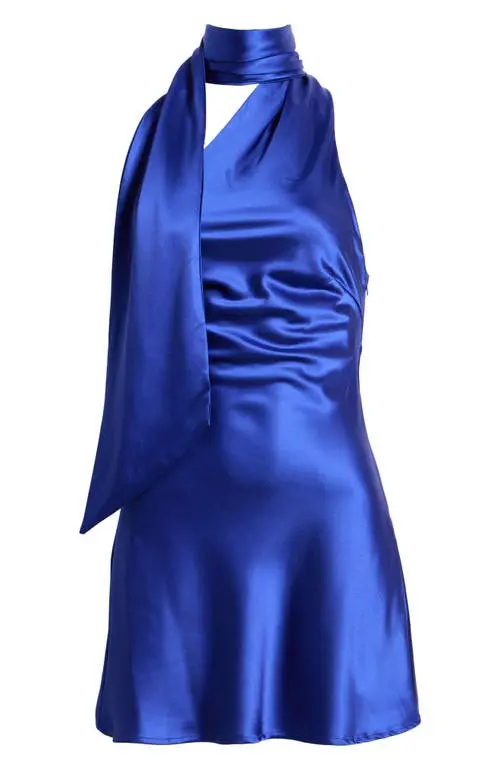 HELLO MOLLY Luxe Arrival Satin Halter Minidress
