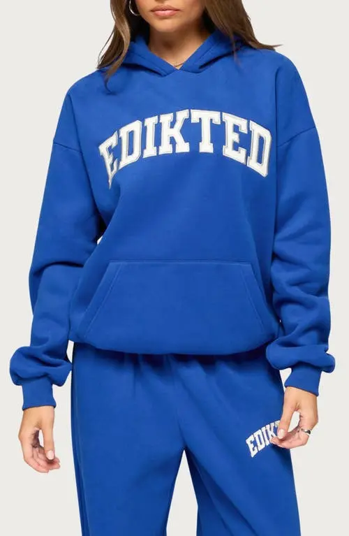 EDIKTED Crush Oversized Graphic Hoodie - Blue