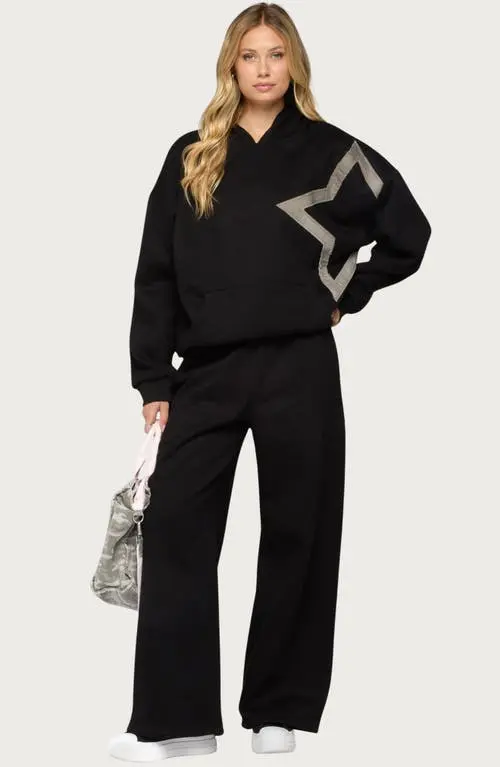 EDIKTED Starly Oversize Star Appliqué Hoodie