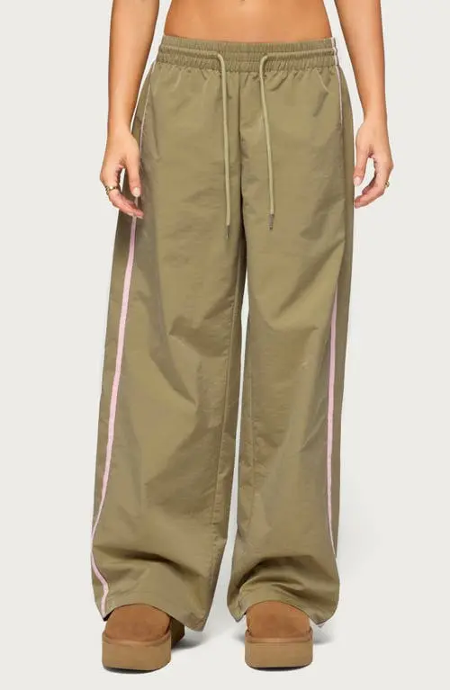 EDIKTED Fasha Stripey Track Pants - Olive