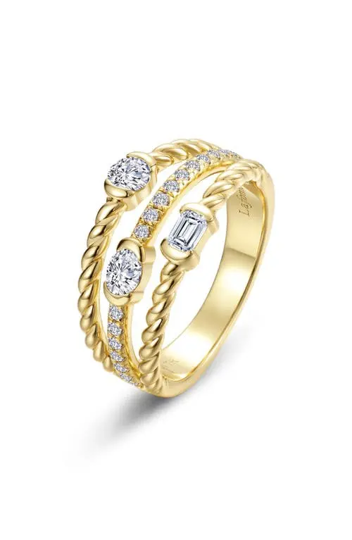 Lafonn Classic Mixed Cut Simulated Diamond Rope Ring - White/gold