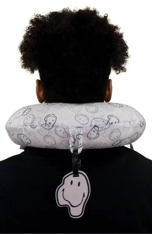 SMILEYWORLD Melted Smiles Marshmallow Memory Foam Travel Pillow - Grey