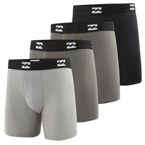 BILLABONG Underwear 4 Pack Nylon Performance Boxer Briefs For - Blk/charcoal/grey