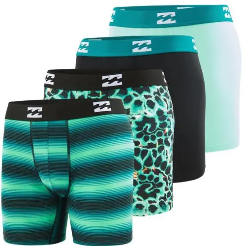 BILLABONG Underwear 4 Pack Nylon Performance Boxer Briefs For - Mint
