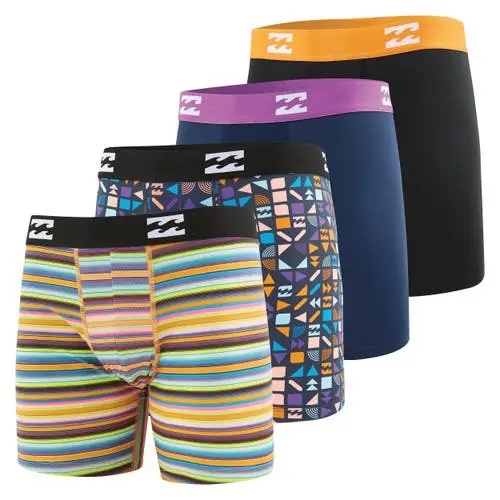 BILLABONG Underwear 4 Pack Nylon Performance Boxer Briefs For - Multicolor