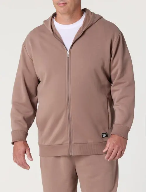 REEBOK Big & Tall Lux Offday Front-zip Hoodie - Putty