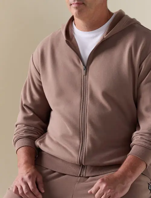 REEBOK Big & Tall Lux Offday Front-zip Hoodie - Putty