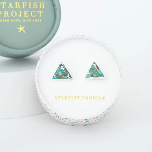 STARFISH PROJECT Ellie Triangle Turquoise Studs - Silver/turquoise