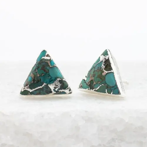 STARFISH PROJECT Ellie Triangle Turquoise Studs - Silver/turquoise