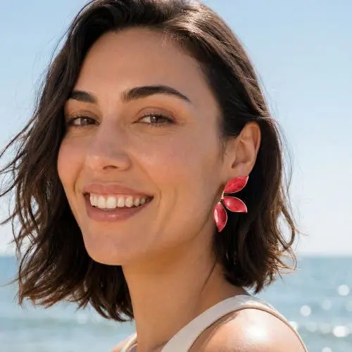 STARFISH PROJECT Canopy Leaf Earrings - Ruby Glow/gold