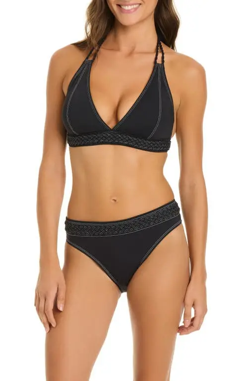 BLEU BY ROD BEATTIE Stitched Halter Bikini Top - Black