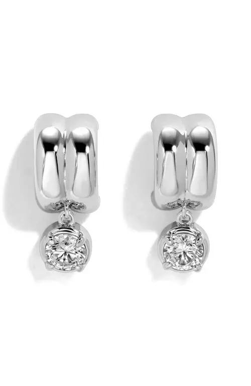 Lili Claspe Odette Small Cubic Zirconia Round Huggie Hoop Earrings - Silver