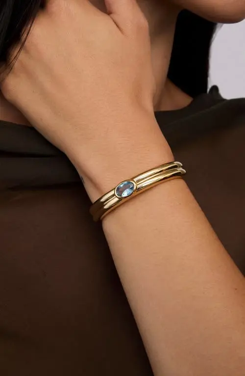 Lili Claspe Aqua Romy Fluted Cuff Bracelet - Gold