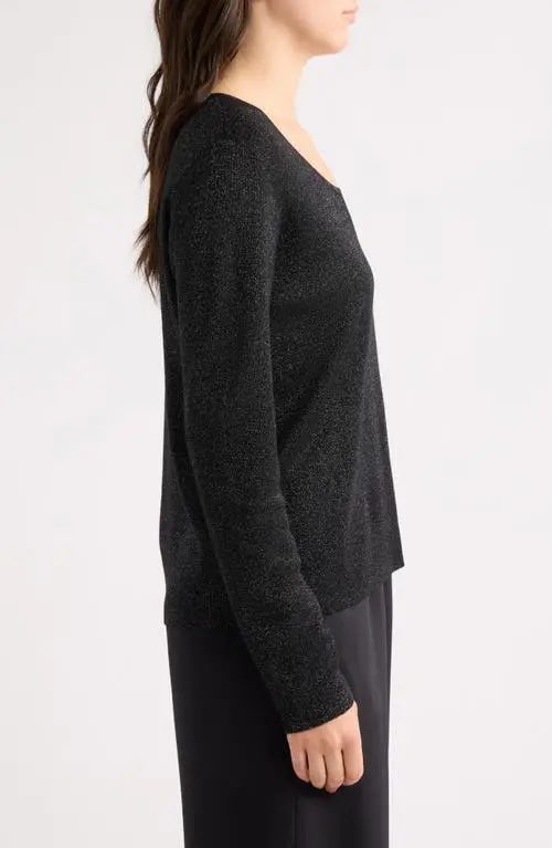 Eileen Fisher U-neck Metallic Wool Sweater