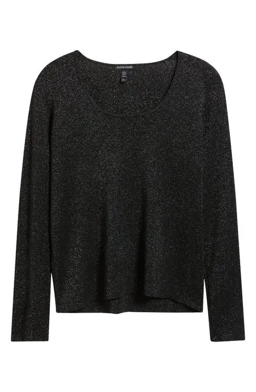 Eileen Fisher U-neck Metallic Wool Sweater