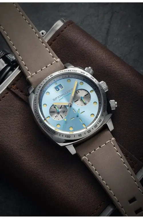 SPINNAKER Hull Chronograph Japanese Quartz Leather Strap Watch - Blue