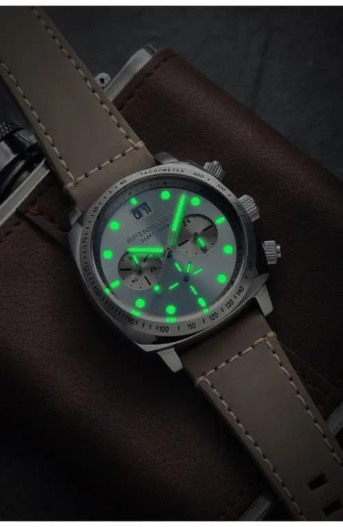 SPINNAKER Hull Chronograph Japanese Quartz Leather Strap Watch - Blue