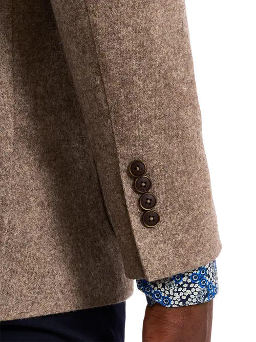PAUL FREDRICK Solid Knit Single Breasted Sport Coat - Brown