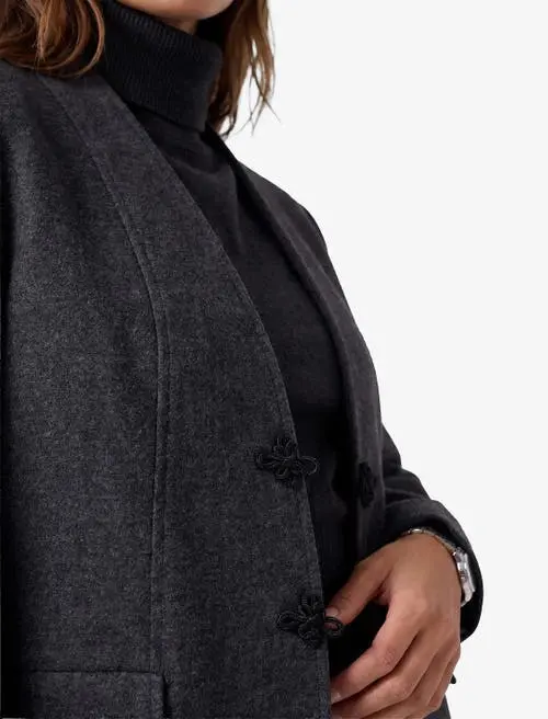Koton Collarless Blazer Jacket With Frog Closure
