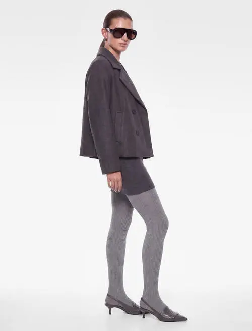 Koton Long Sleeve Notched Lapel Pea Coat